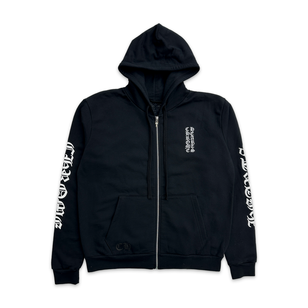 Vertical Logo Zip Up Hoodie "Black White"