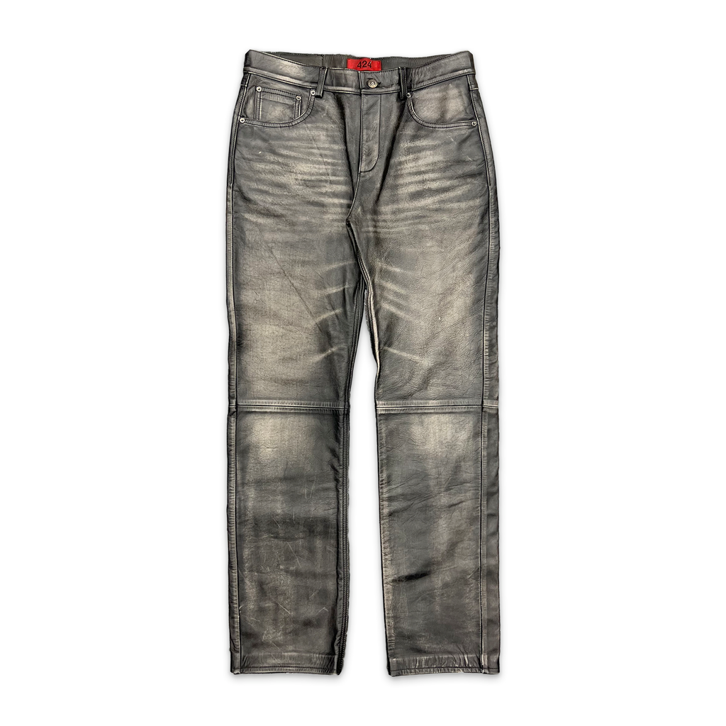 424 Five Pocket Leather Pants "Black"