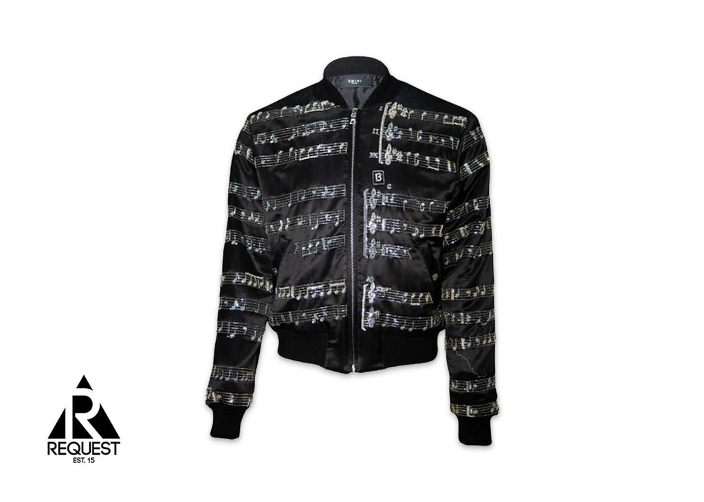 Music Note Bomber Jacket "Black"