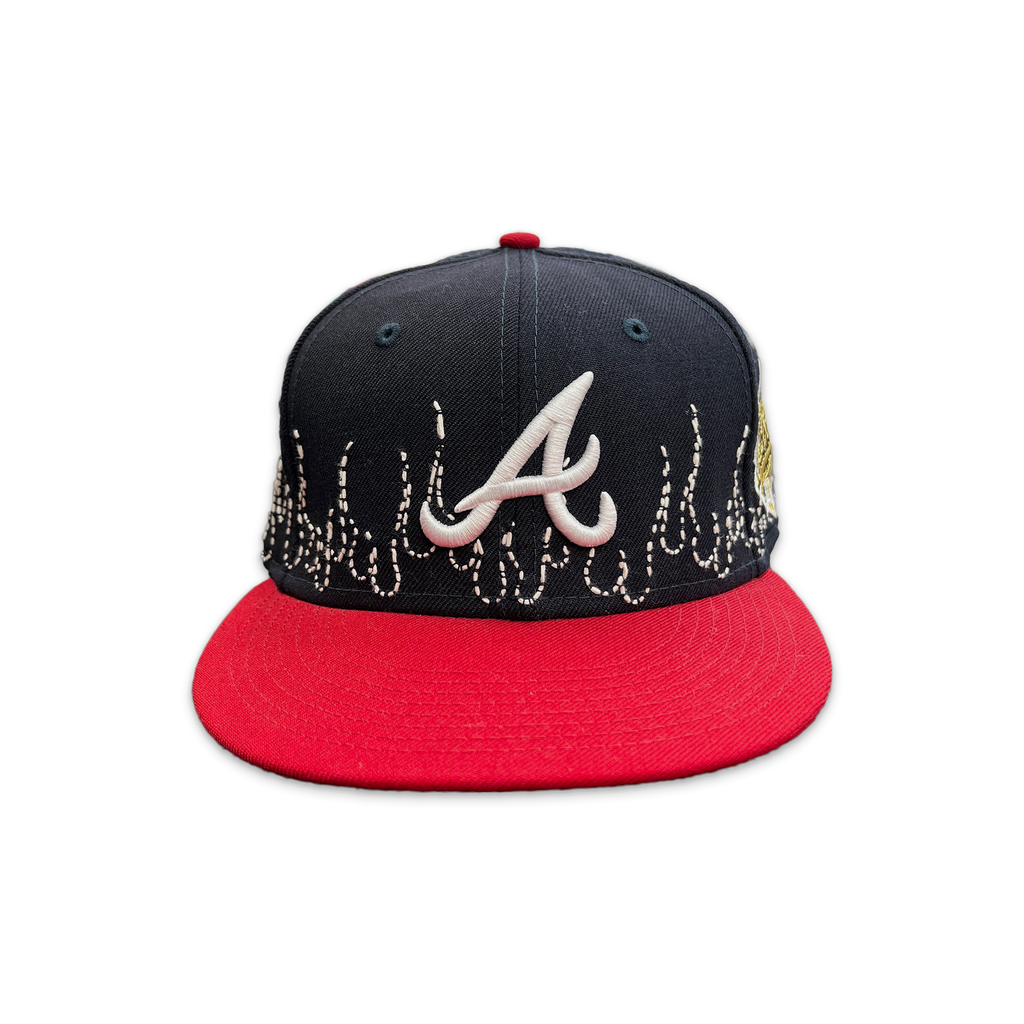 Atlanta Braves Flame Sashiko Fitted "Navy/Red"