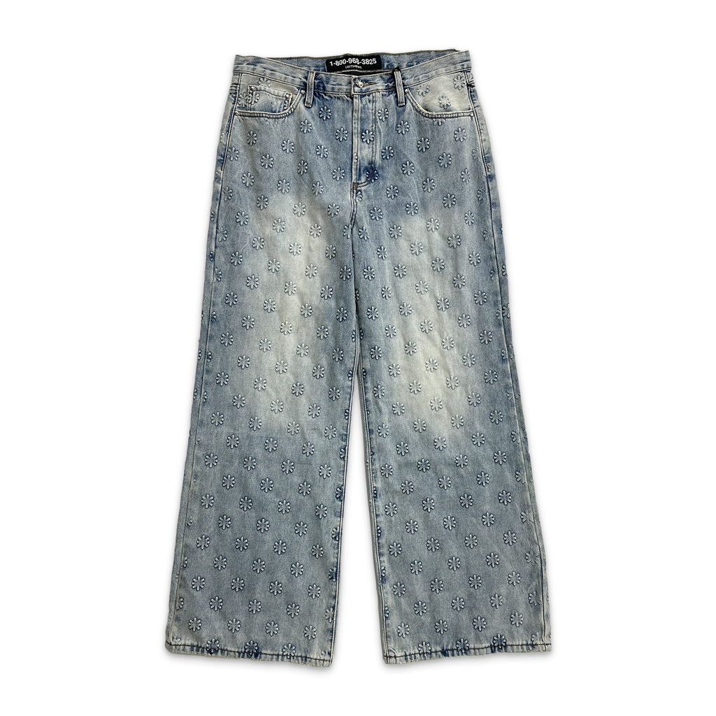 Emboss Baggy Denim "Blue"