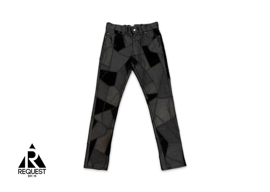 Leather Patchwork Jeans "Black"