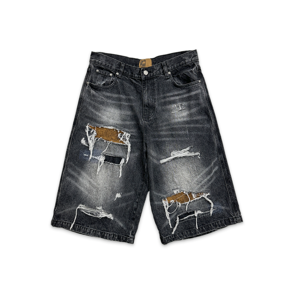 Nautical Treasure Map Destroyed Jorts "Black"