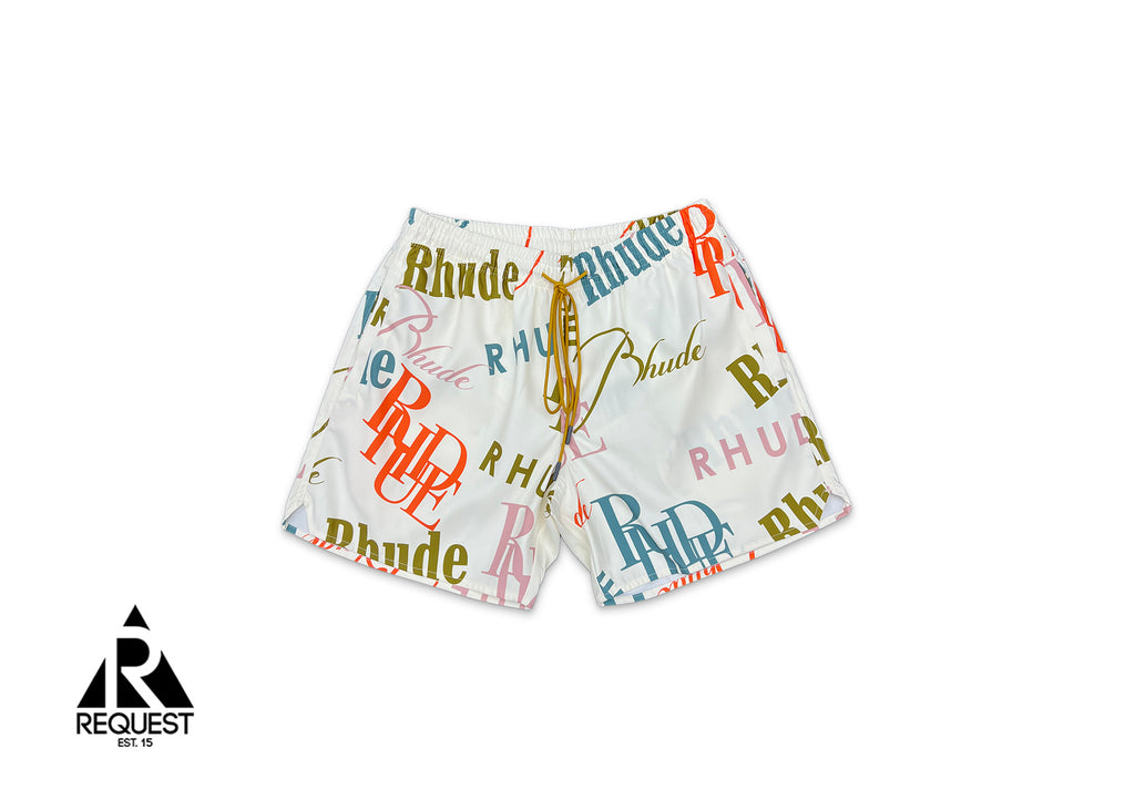 Mash Up Logo Swim Trunks "Creme"