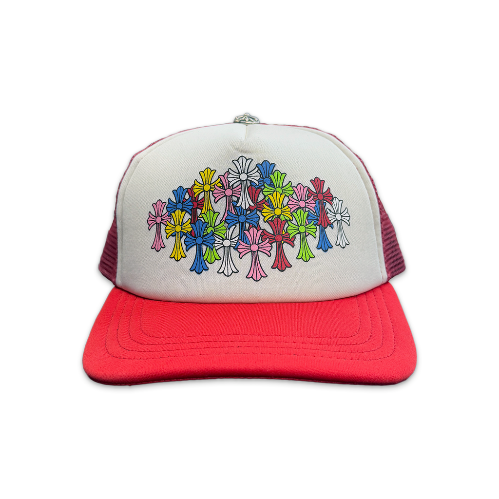 Multi Color Crosses Trucker Hat "Red"