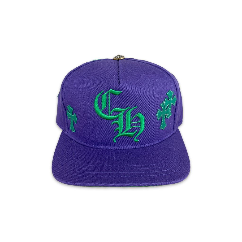 Green Leather Crosses Snapback "Purple"
