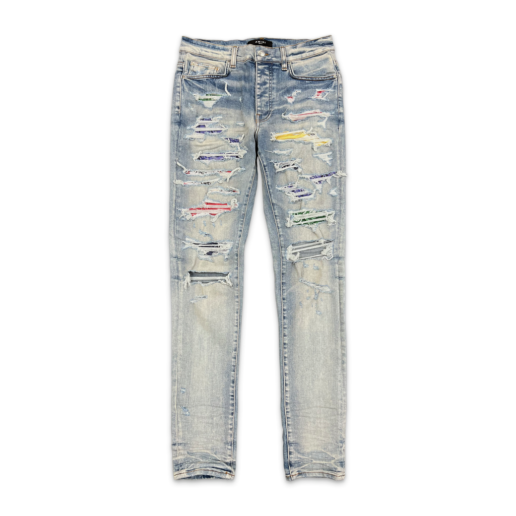 Rainbow Patch Thrasher Jeans "Clay Indigo"