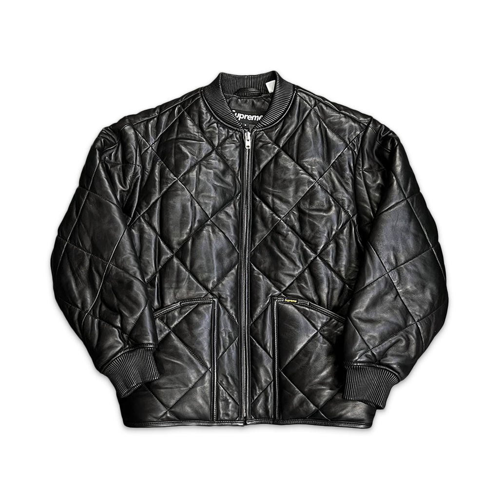 Quilted Leather Work Jacket "Black"